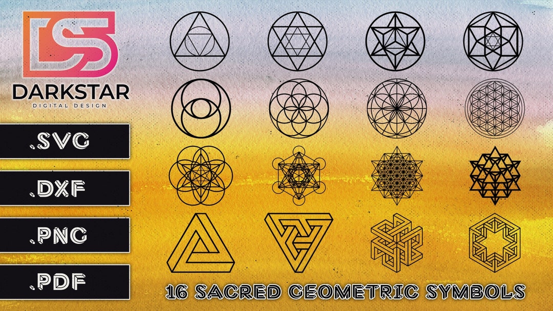 16 Sacred Geometric Symbols | .svg | .dxf | .png | .pdf | Editable ...