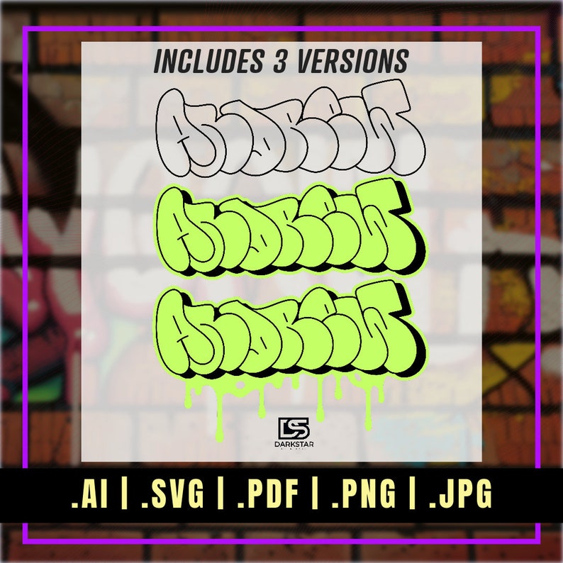 Andrew - Custom Graffiti Throw up Bubble Letters | Layered Editable SVG ...