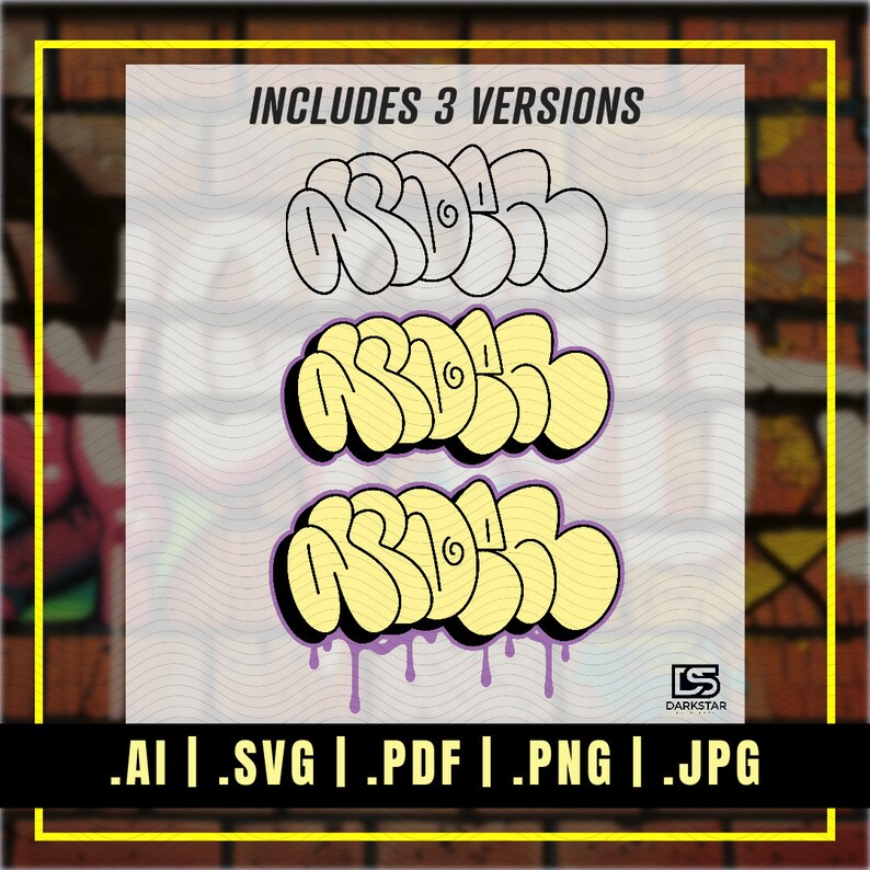 Aiden - Custom Graffiti Throw up Bubble Letters | Layered Editable SVG ...
