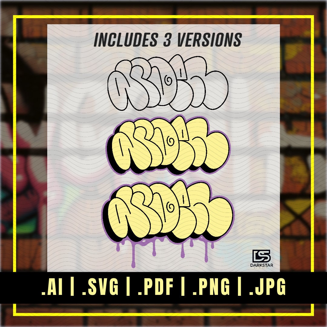 Aiden - Custom Graffiti Throw up Bubble Letters | Layered Editable SVG ...