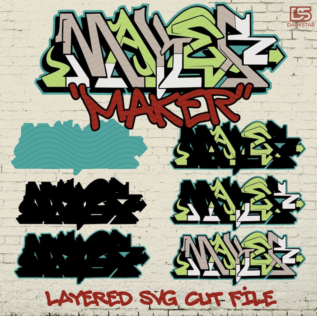 MAKER - Layered Graffiti Cut File for Shirts, Stickers, Etc - Etsy