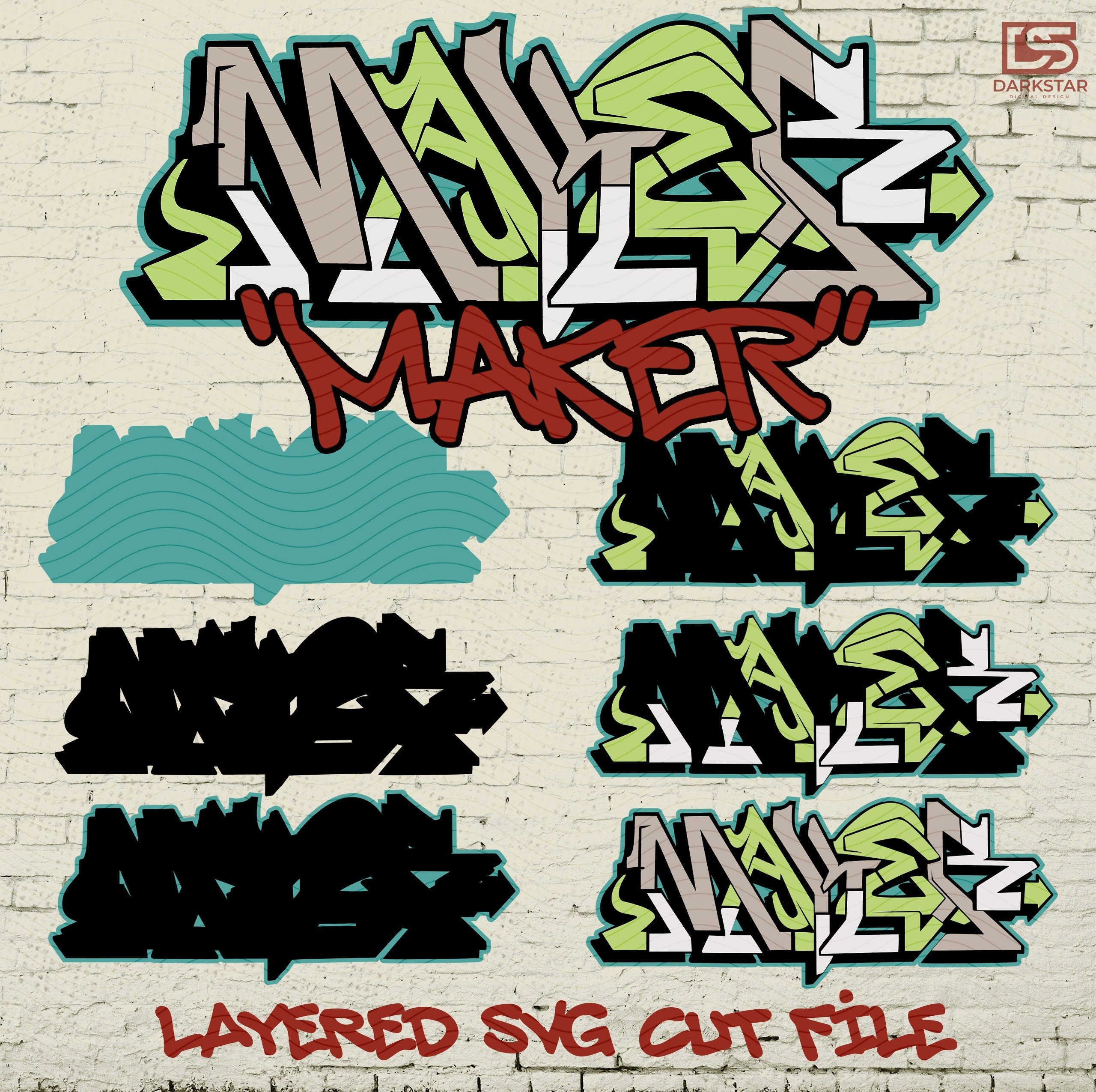 MAKER - Layered Graffiti Cut File for Shirts, Stickers, Etc - Etsy
