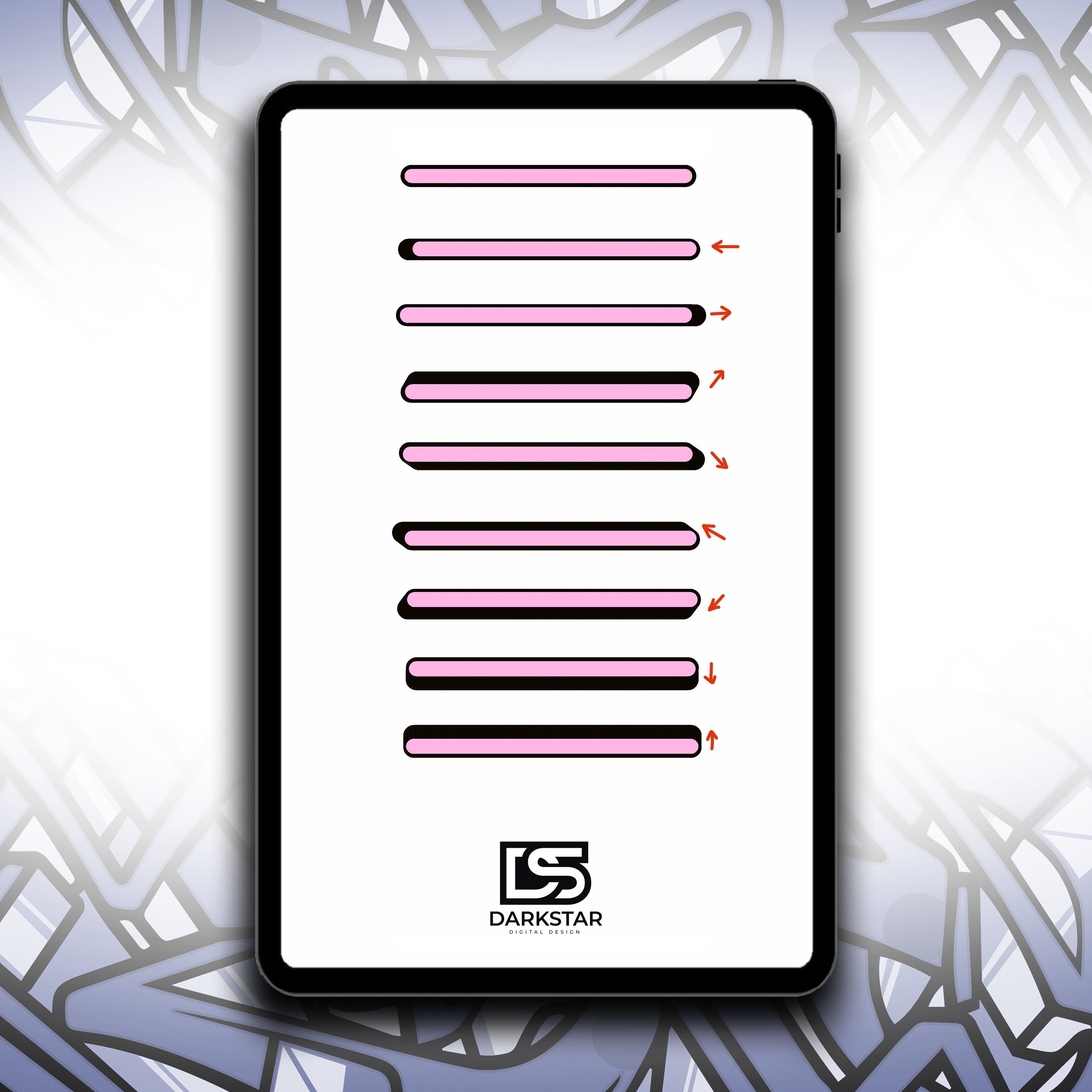 3D Outlined Round Block Brush Pack for Procreate | Perfect for Graffiti ...