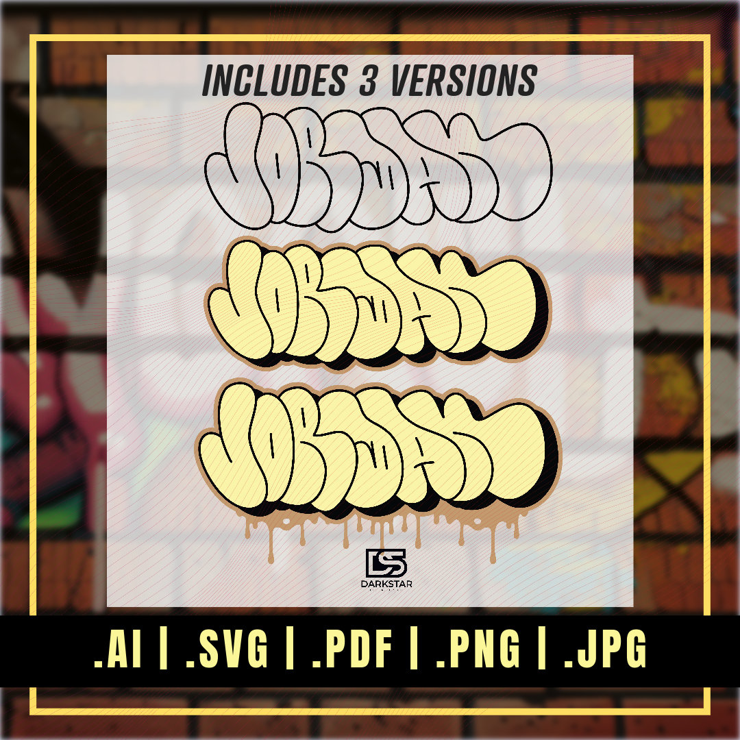 Jordan - Custom Graffiti Throw up Bubble Letters | Layered Editable SVG ...