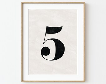 Number 5 Wall Art | Etsy