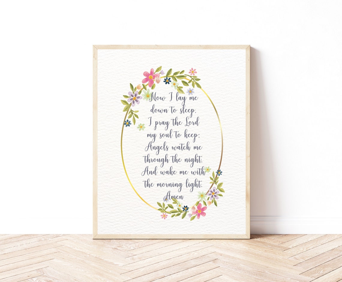 Now I Lay Me Down to Sleep Prayer, Bedtime Prayer Printable, Nursery ...
