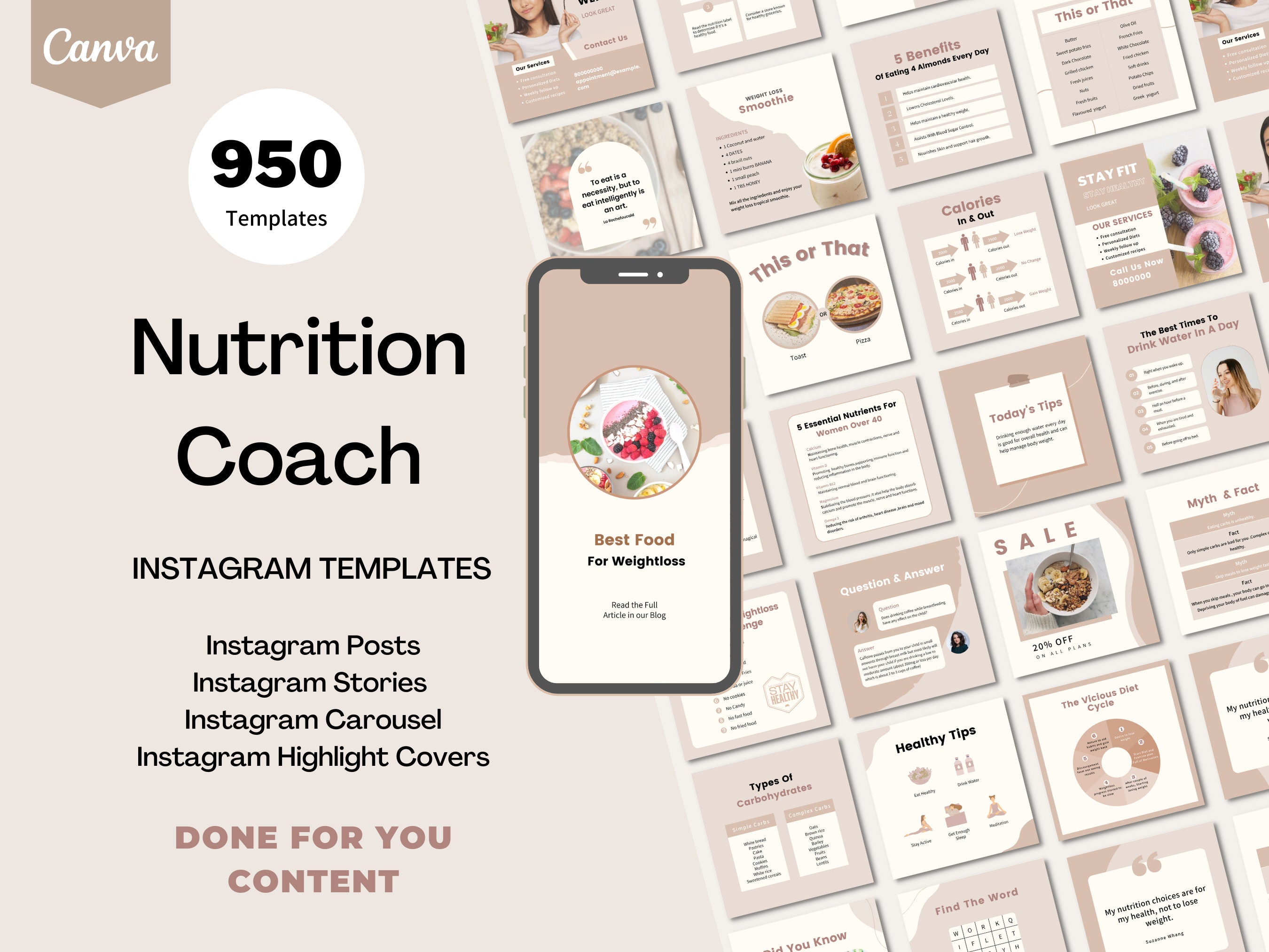 Nutrition Instagram Template Post & Storynutrition Instagram - Etsy