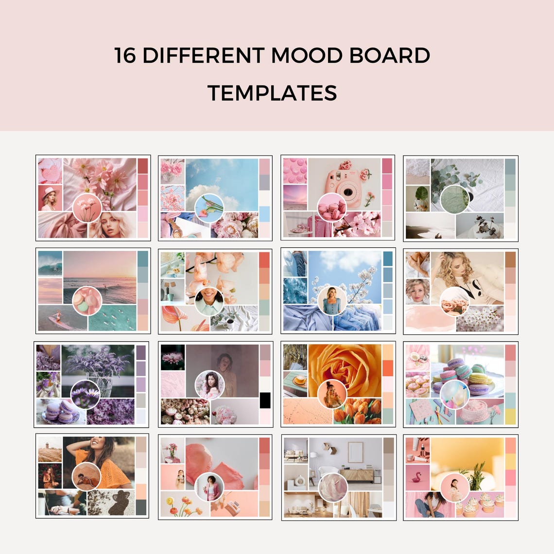 Mood Board Templates, Inspiration Board, Editable Moodboard, Bundle ...