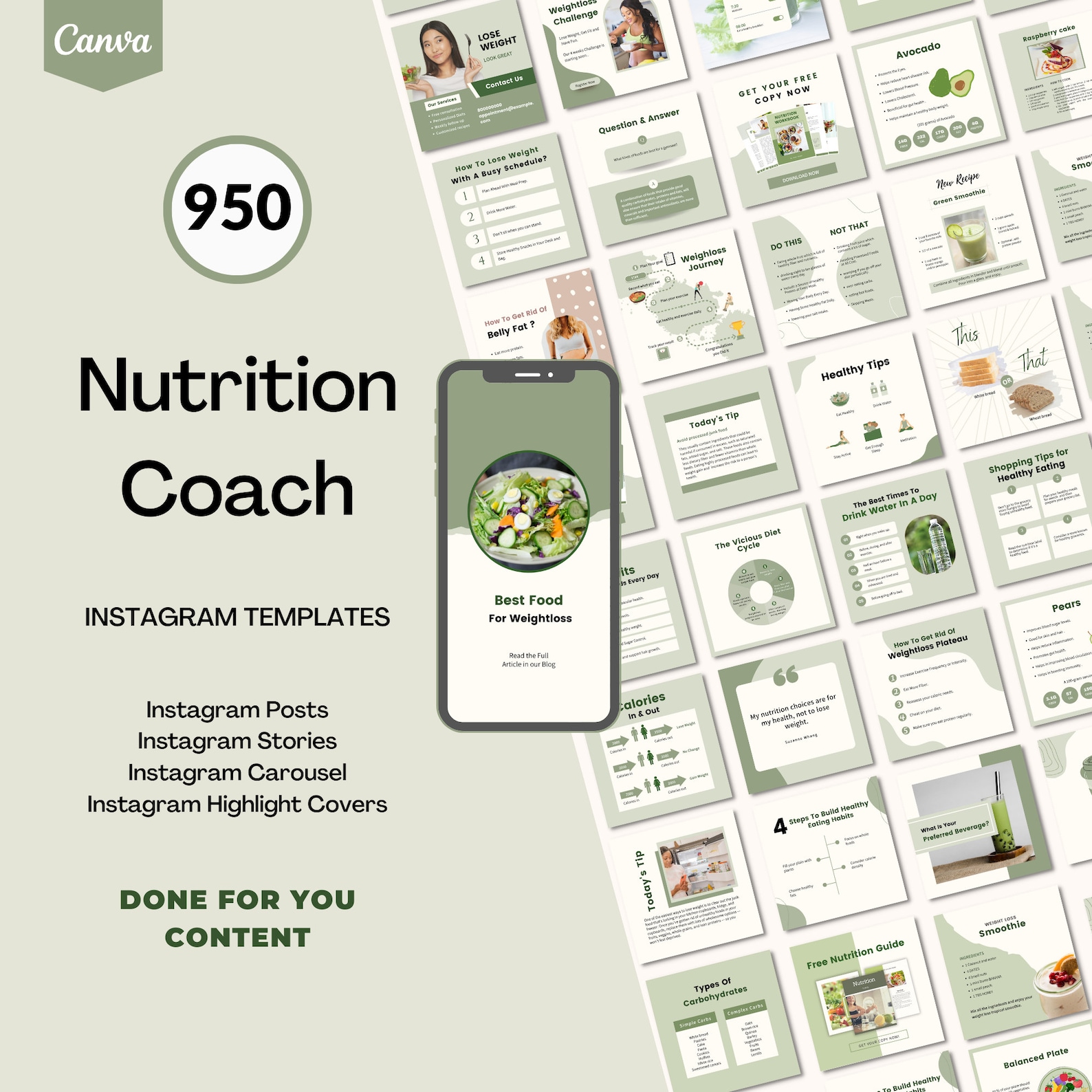 Nutrition Instagram Template Post & Story,nutrition Instagram Post ...