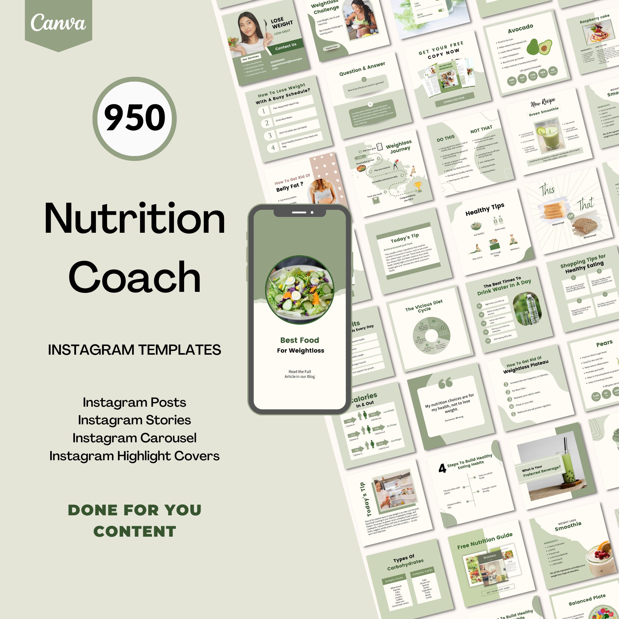 Nutrition Instagram Template Post & Story,nutrition Instagram Post ...