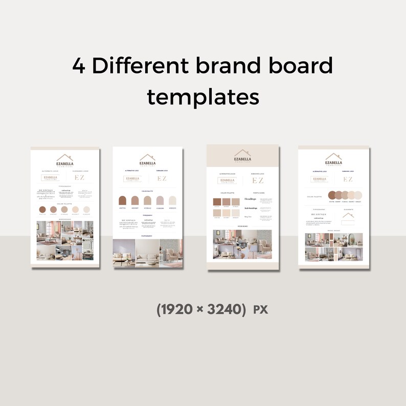 Brand Kit Template Mini Brand Board Template Premade Neutral Branding ...