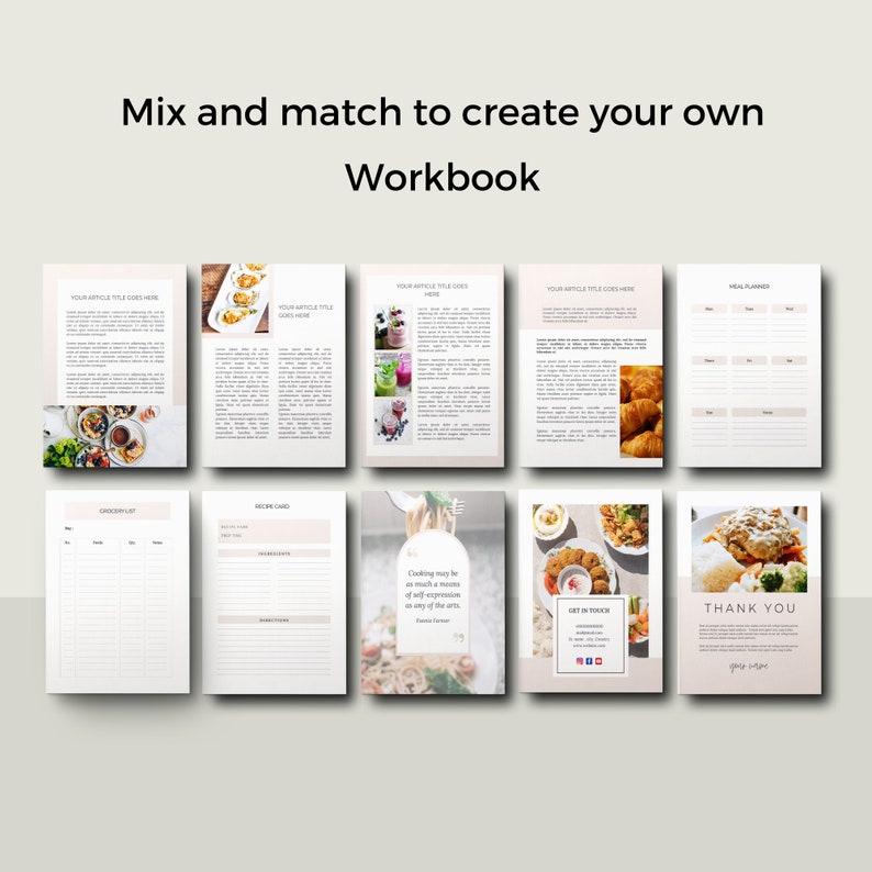 Cookbook Template Recipe Book Template Editable Canva Ebook Recipe Card Meal Planner Recipe Book ...