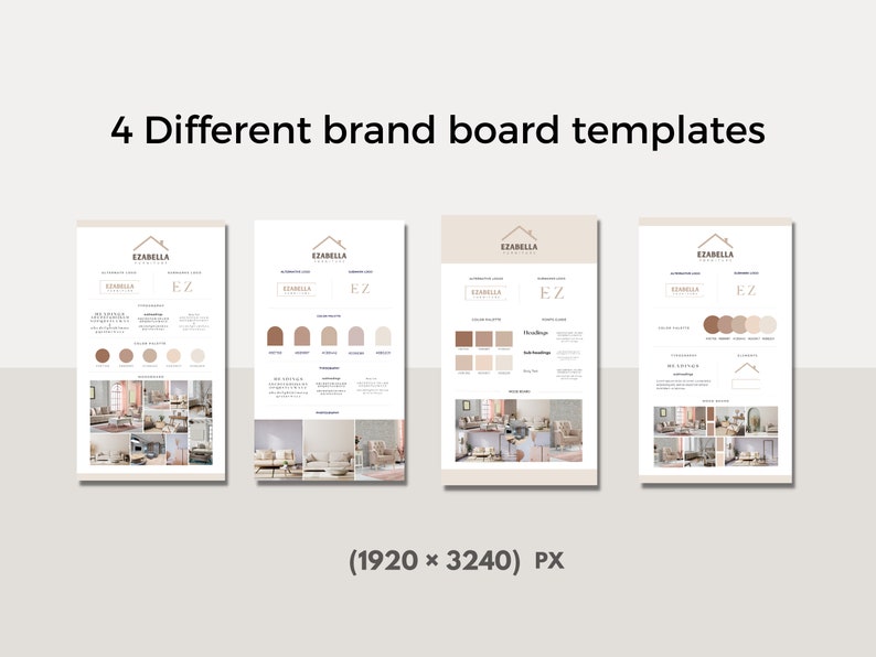 Brand Kit Template Mini Brand Board Template Premade Neutral Branding ...