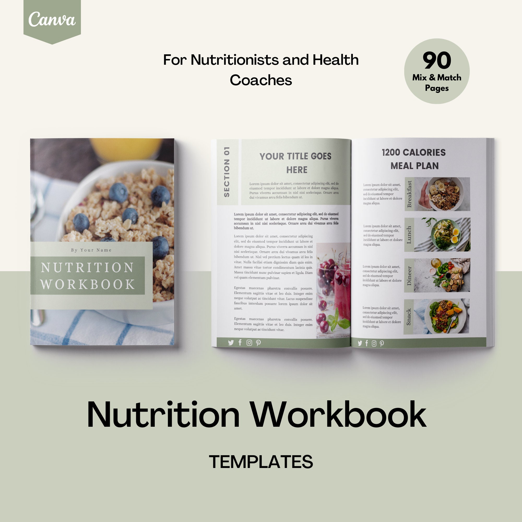 Nutrition Workbook Template| Nutrition Ebook Template | Health Coach ...