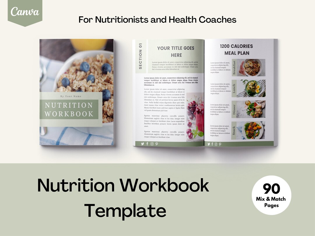 Nutrition Workbook Template Nutrition Ebook Template Health Coach Ebook ...