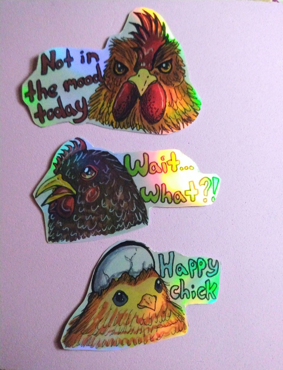 Funny Chicken Stickers, Holographic Chicken Stickers - Etsy