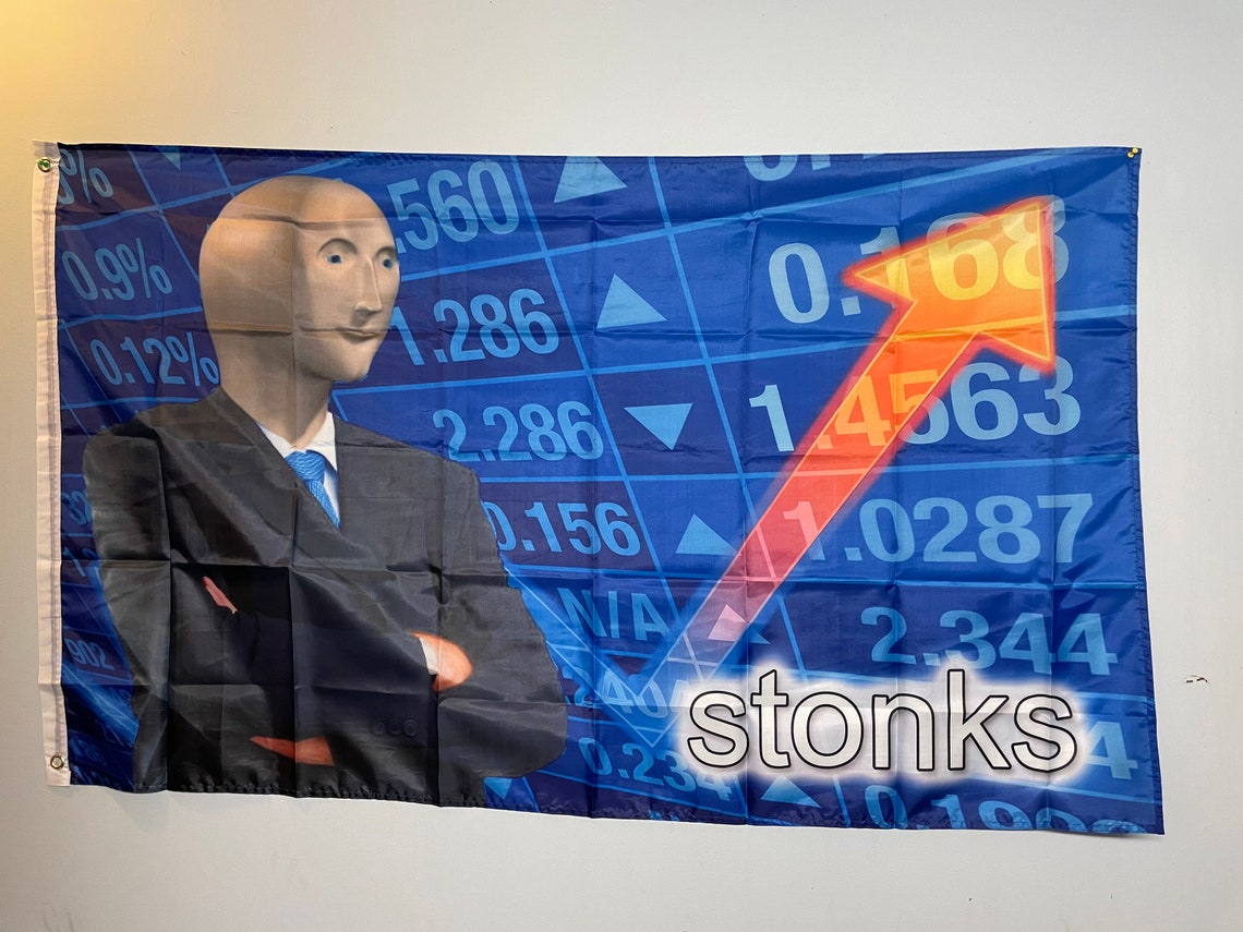 Stonks meme flag 3x5 feet for Man Cave Wall Room party | Etsy