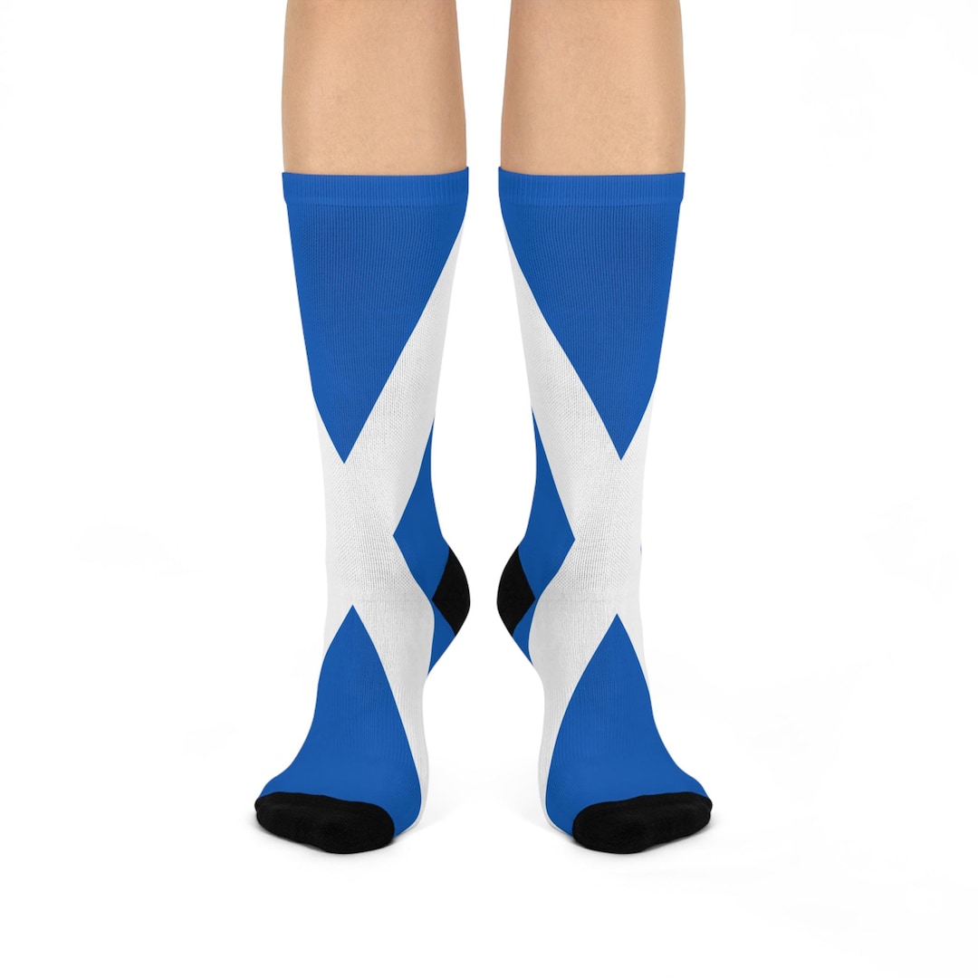 Scottish Saltire Cushioned Crew Socks | Scotland Flag Socks - Etsy
