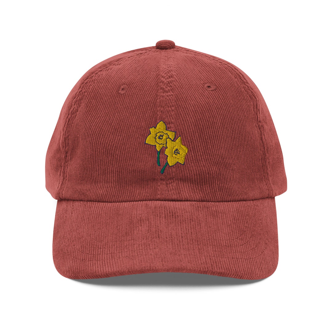 Daffodils Embroidered Corduroy Cap Unisex Floral Design Adult Hat - Etsy