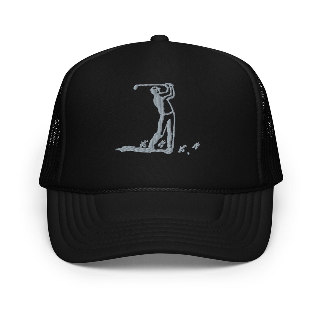 Golfer Swinging Trucker Hat - Embroidered Foam Cap for Golf Lovers ...
