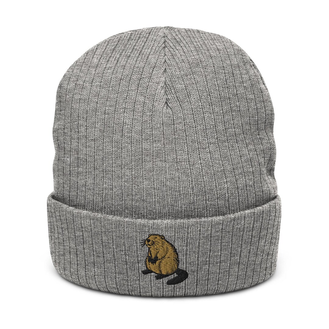 Adorable Beaver Embroidered Animal Ribbed Knit Beanie - Etsy