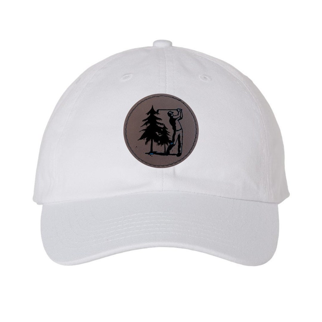Classic Hat With Golfer & Trees Patch Mens Golf Cap, Stylish Leather ...
