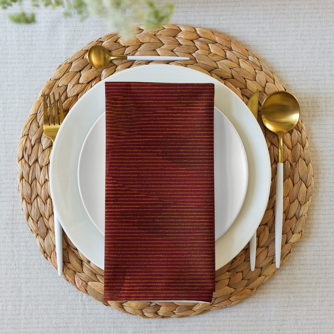 Cloth Napkin Set Garnet Red Patterned - Etsy