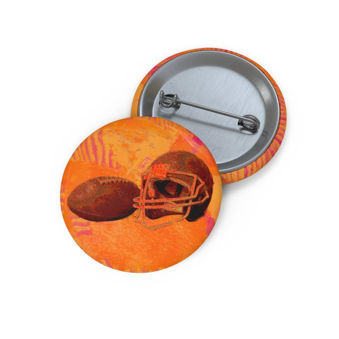Team Spirit Pin Buttons Orange Football Pin Buttons - Etsy