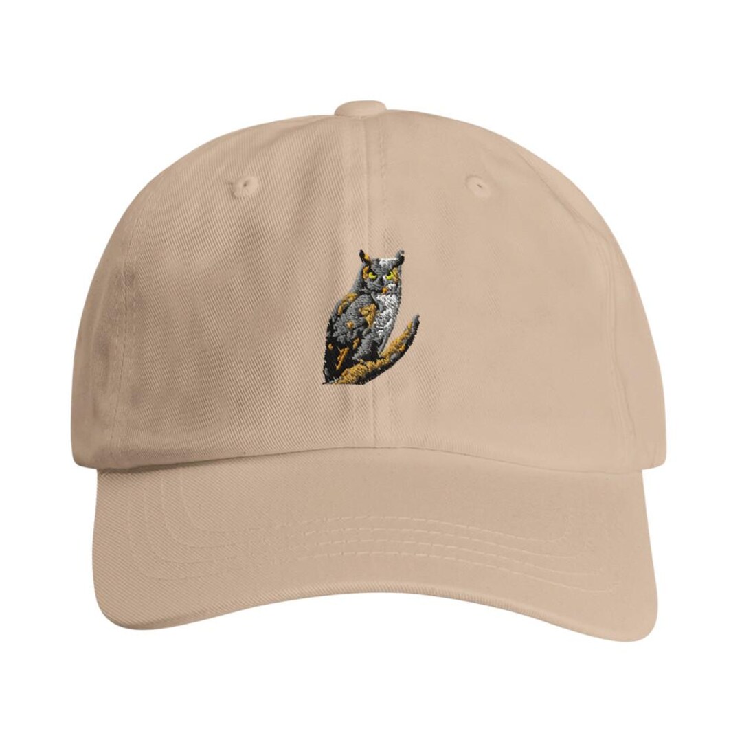 Custom Personalized Back Text horned Owl Dad Cap Light Colors Cotton ...