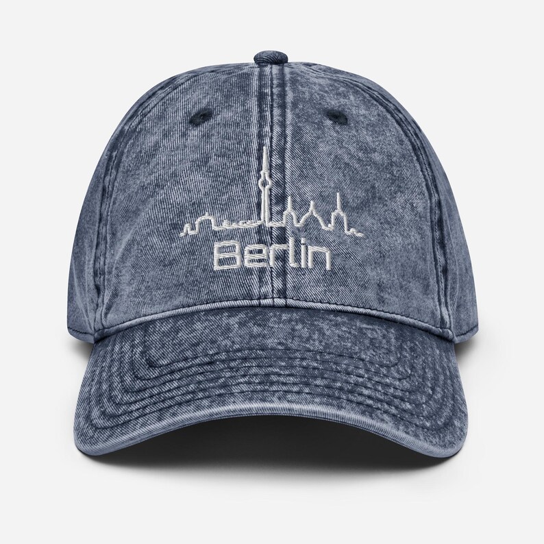 Embroidered Berlin Skyline Cap: Vintage Cotton Twill, Adjustable Hat - Etsy