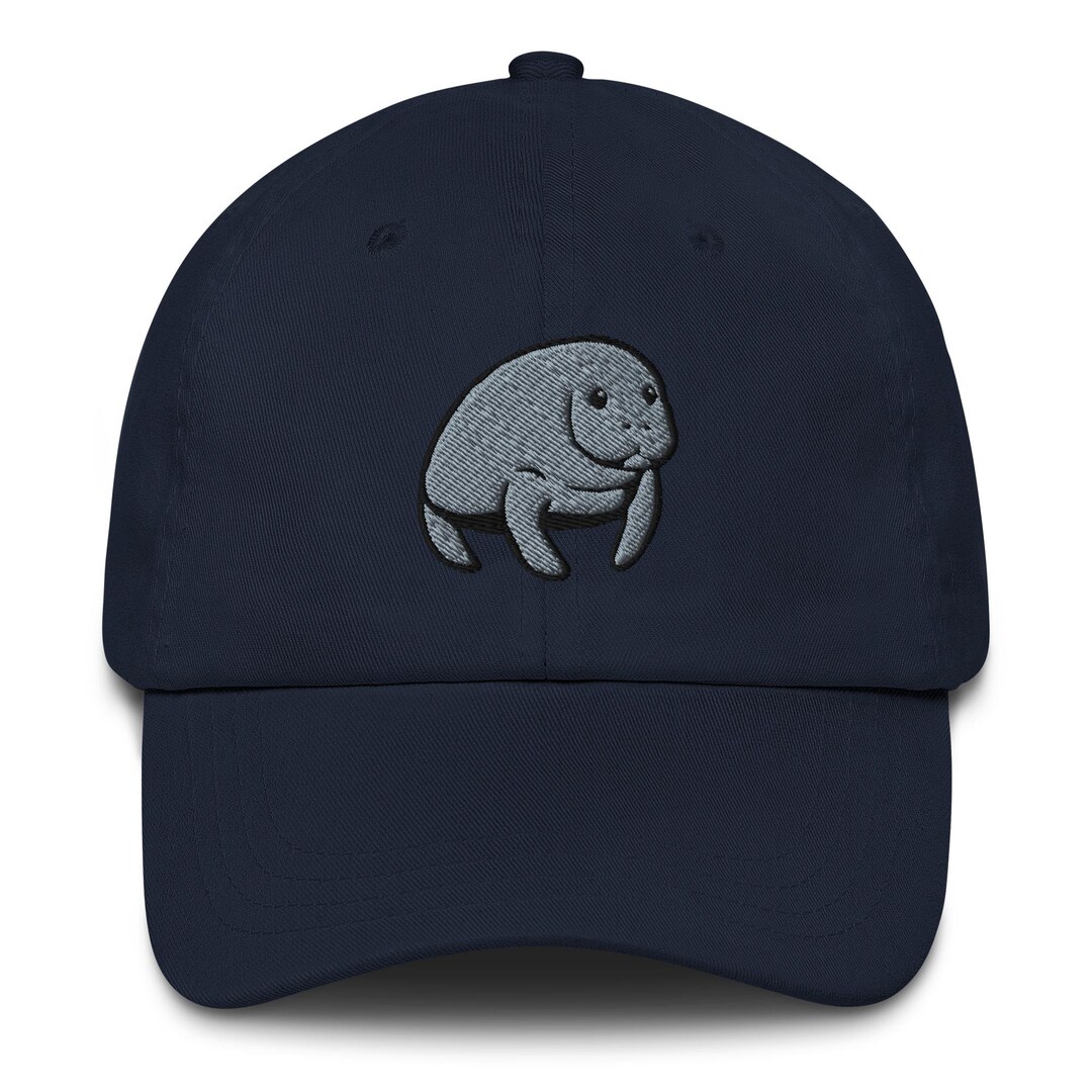 Manatee Embroidered Cotton Dad Hat: Ocean Animal Baseball Cap - Etsy