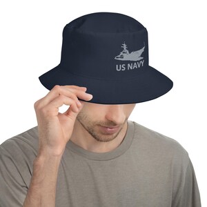 US Navy Embroidered Bucket Hat, Military Dad Gift, Veteran Cap ...