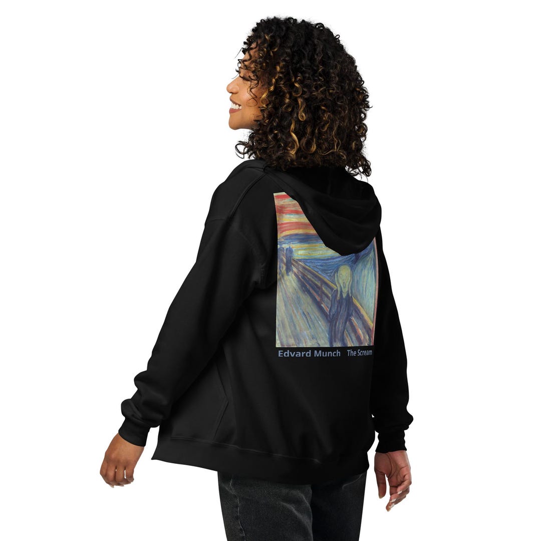 The Scream by Edvard Munch Back Print Full Zip Hoodie, Perfect Gift for ...