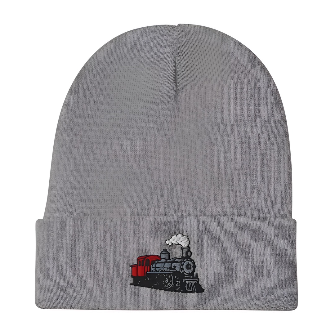 Embroidered Steam Engine Locomotive Train Beanie | Cute Train Hat ...