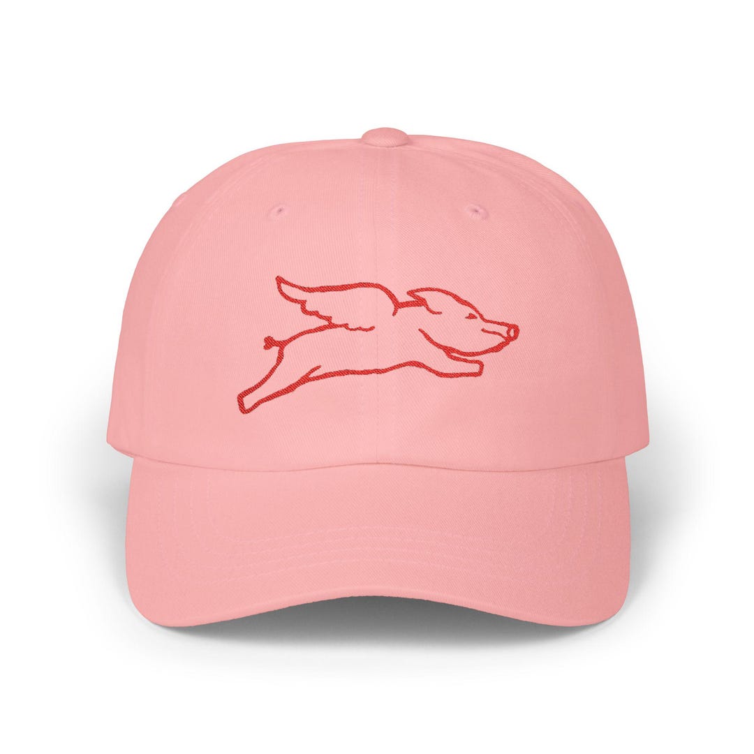 Flying Pig Line Art Cap | Classic Embroidered Hat for Animal Lovers ...