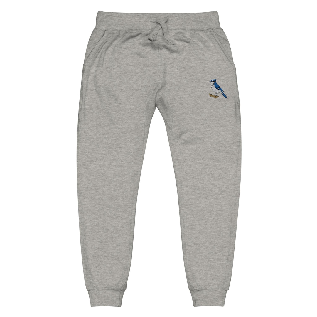 Embroidered Blue Jay Bird Unisex Fleece Sweatpants | Cozy Wildlife ...