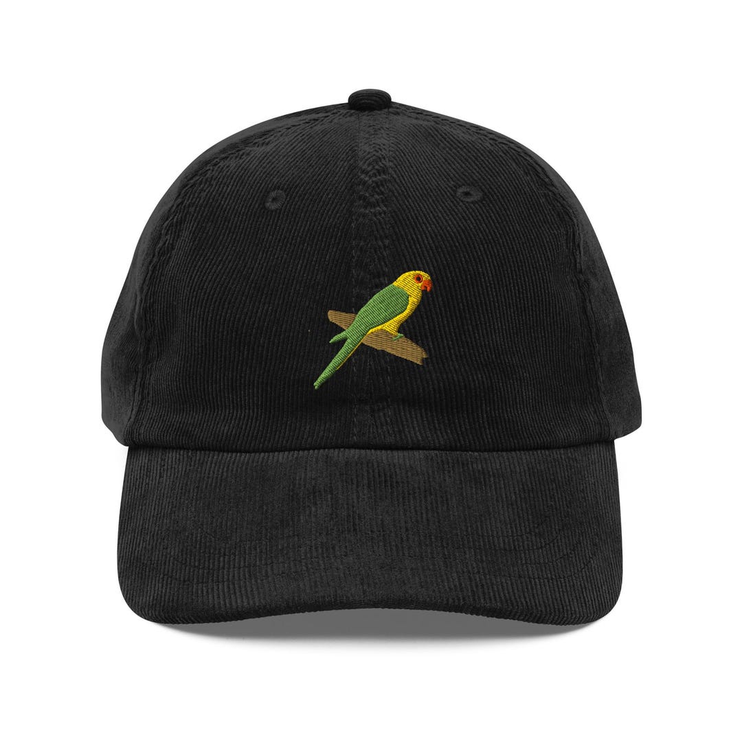 Parakeet Embroidered Bird Vintage Corduroy Cap | Adjustable Hat for ...