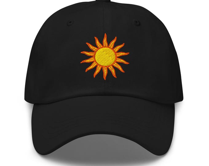 Embroidered Spiral Sun Dad Hat: Washed Cotton Baseball Cap - Etsy