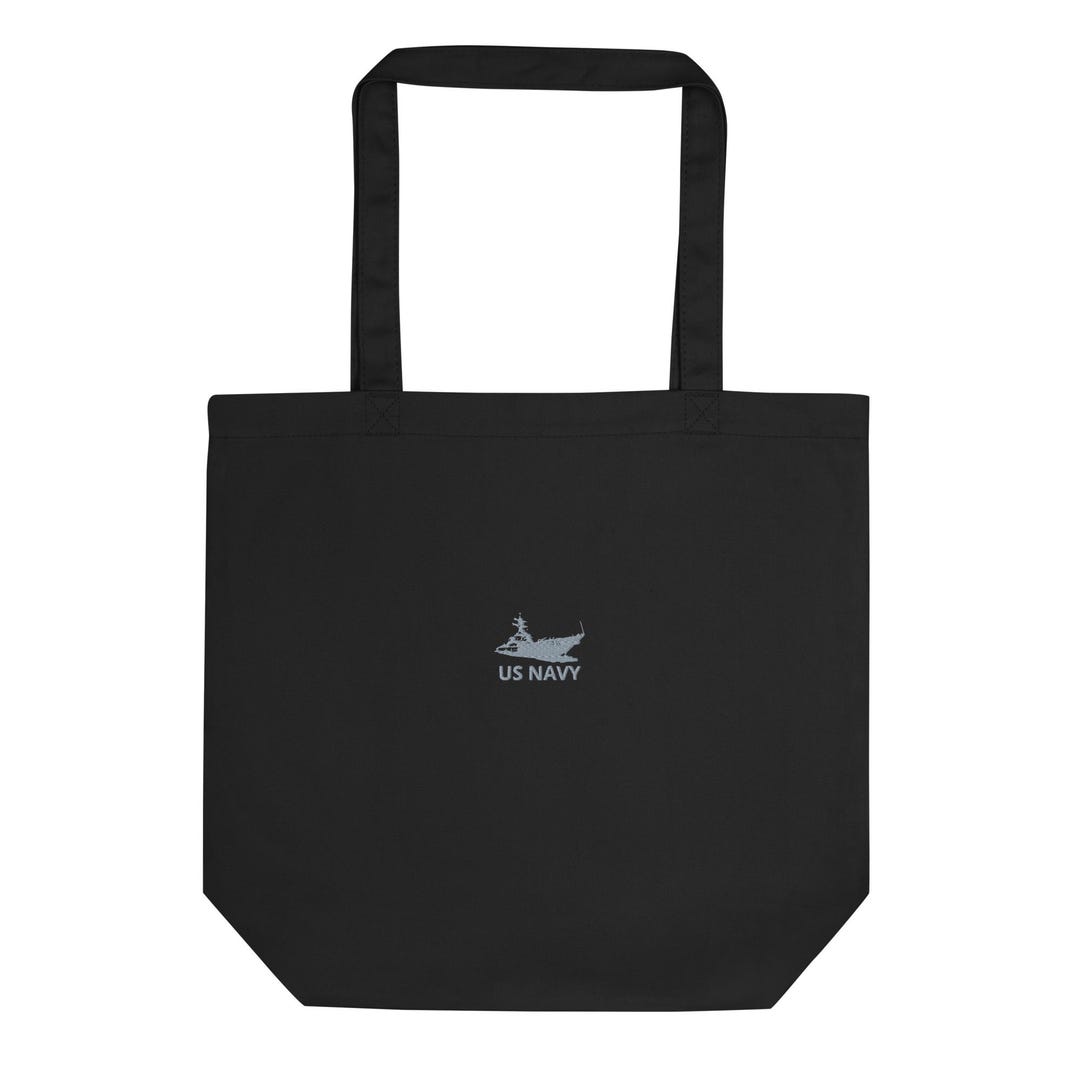 US Navy Ship Embroidered Tote Bag Navy Blue Canvas Shoulder Bag ...