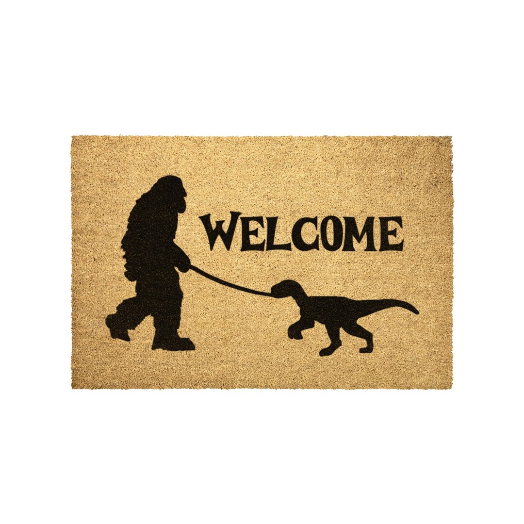 Bigfoot Walking Dinosaur Welcome Mat Fun Outdoor Decor, Unique Entrance ...