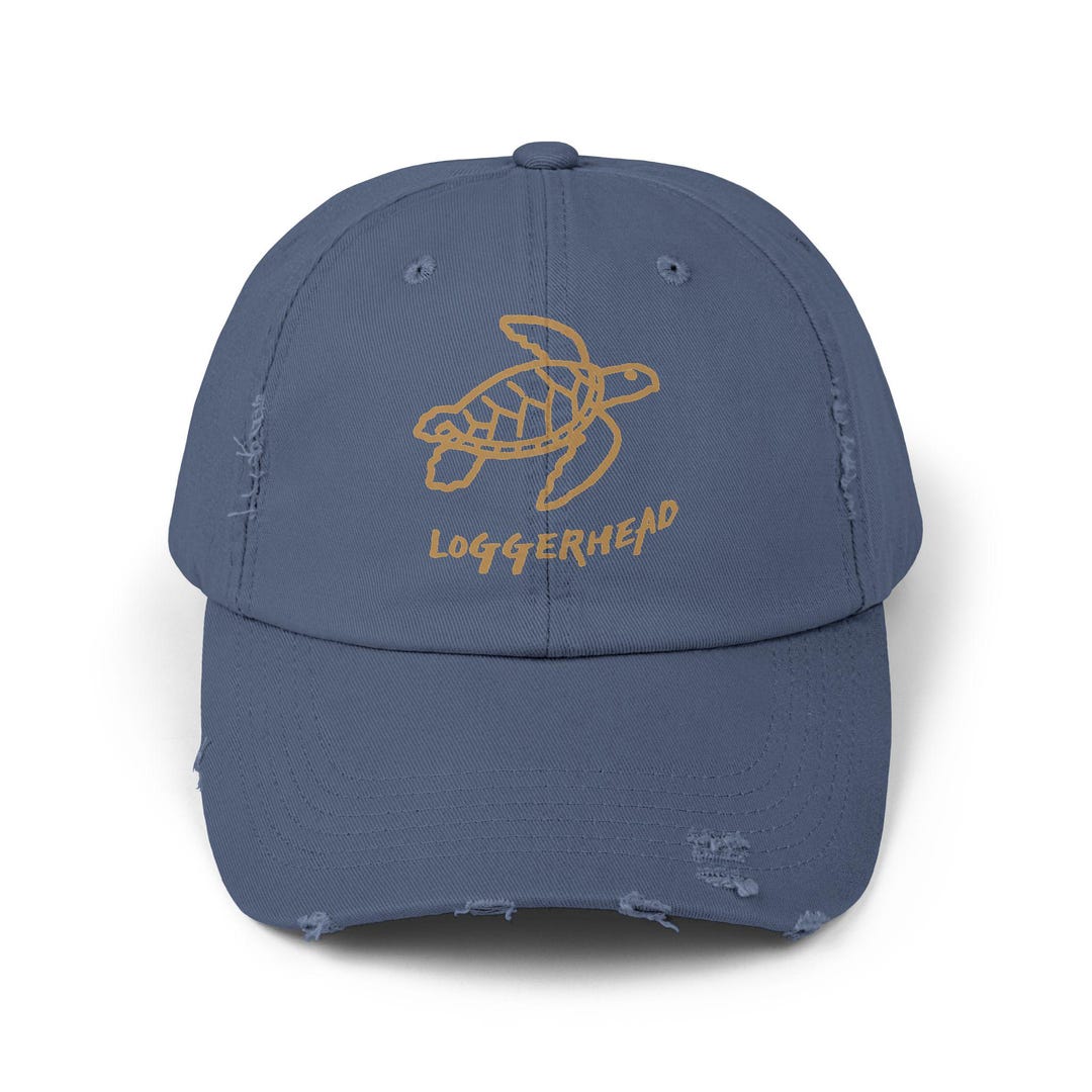Loggerhead Sea Turtle Cap, Beach Hat, Distressed Baseball Cap, Ocean ...