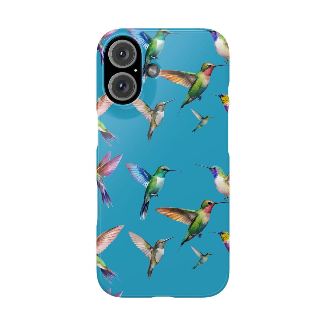 Hummingbirds on Blue Background Slim Phone Cases for Iphones 7-16 ...