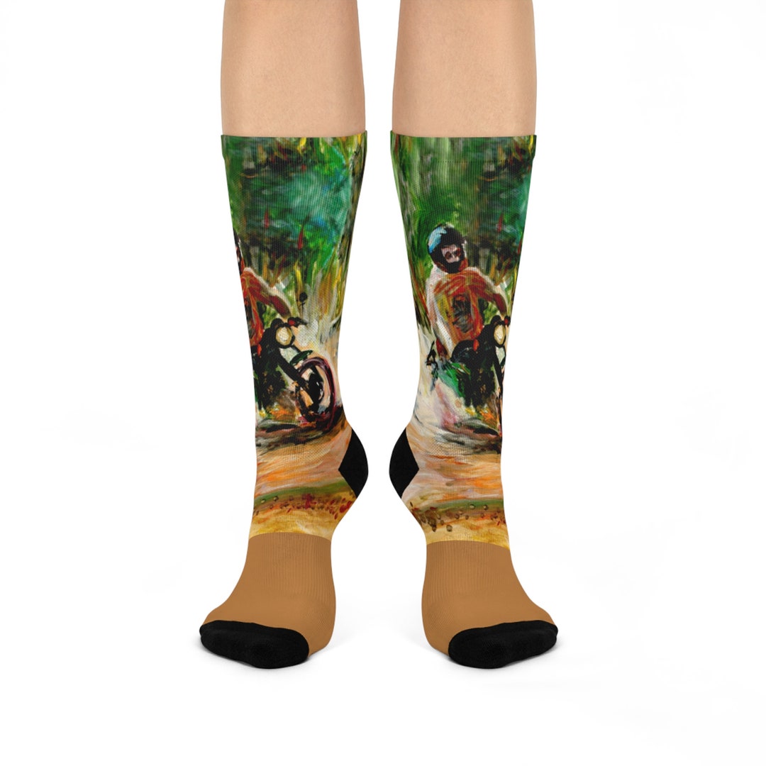 Adventurous Motorcycle Mud Run off Road Art Socks - Unisex, One Size ...