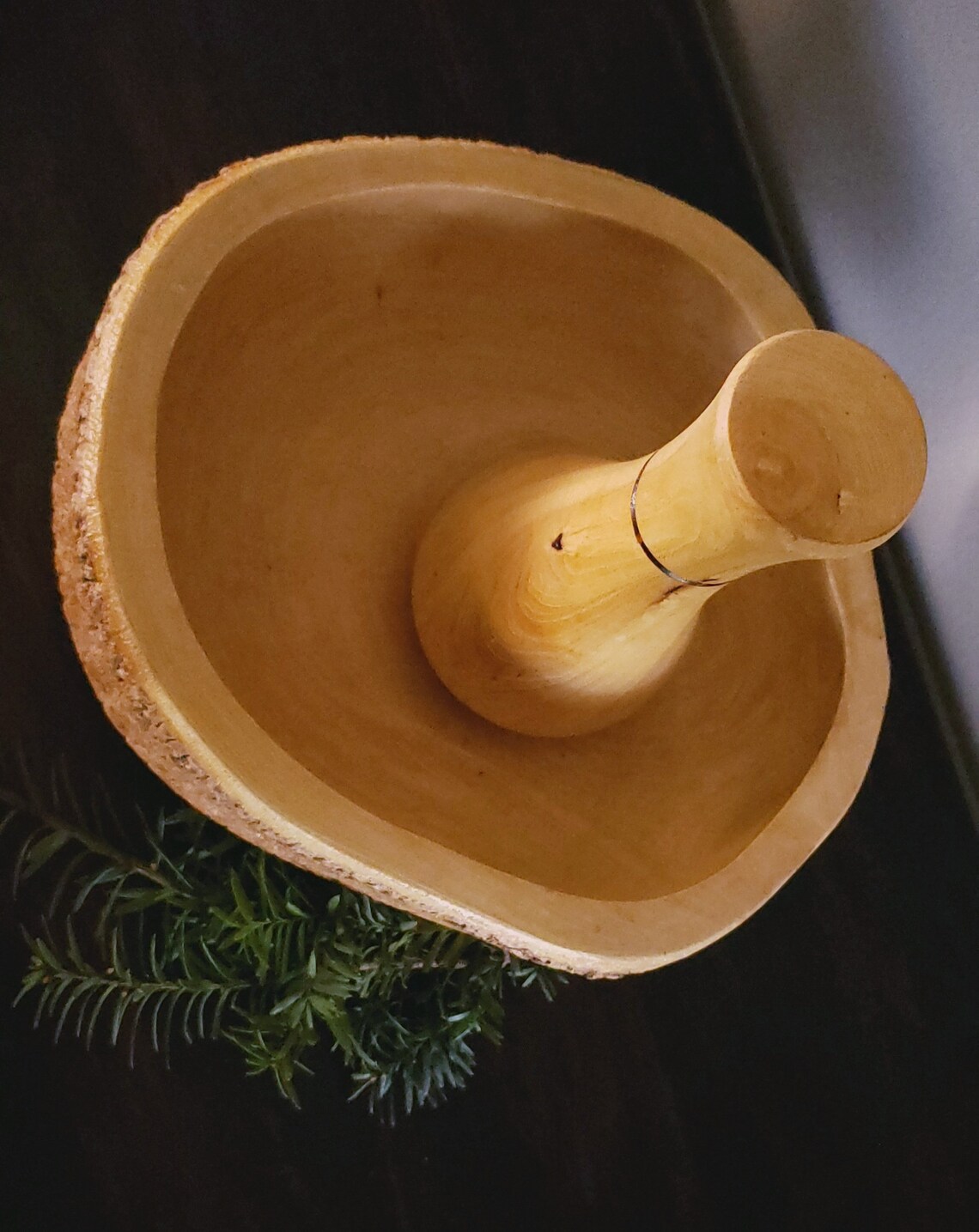 Rustic Handmade Large Wooden Mortar and Pestle, Organic Natural ...