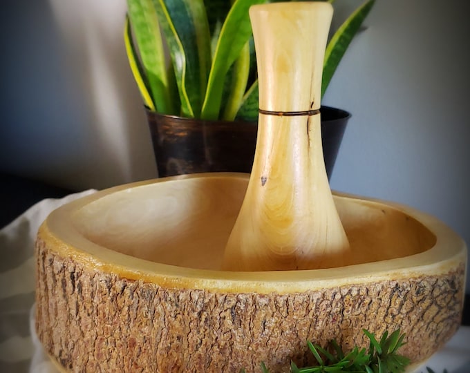 Rustic Handmade Large Wooden Mortar and Pestle, Organic Natural ...