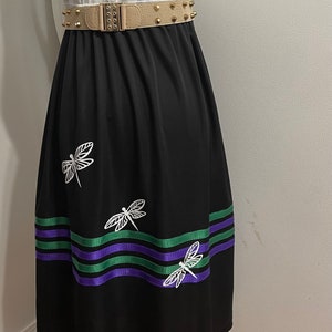 Women’s Traditional Metis Ribbon Skirt Black With Satin Ribbons and ...