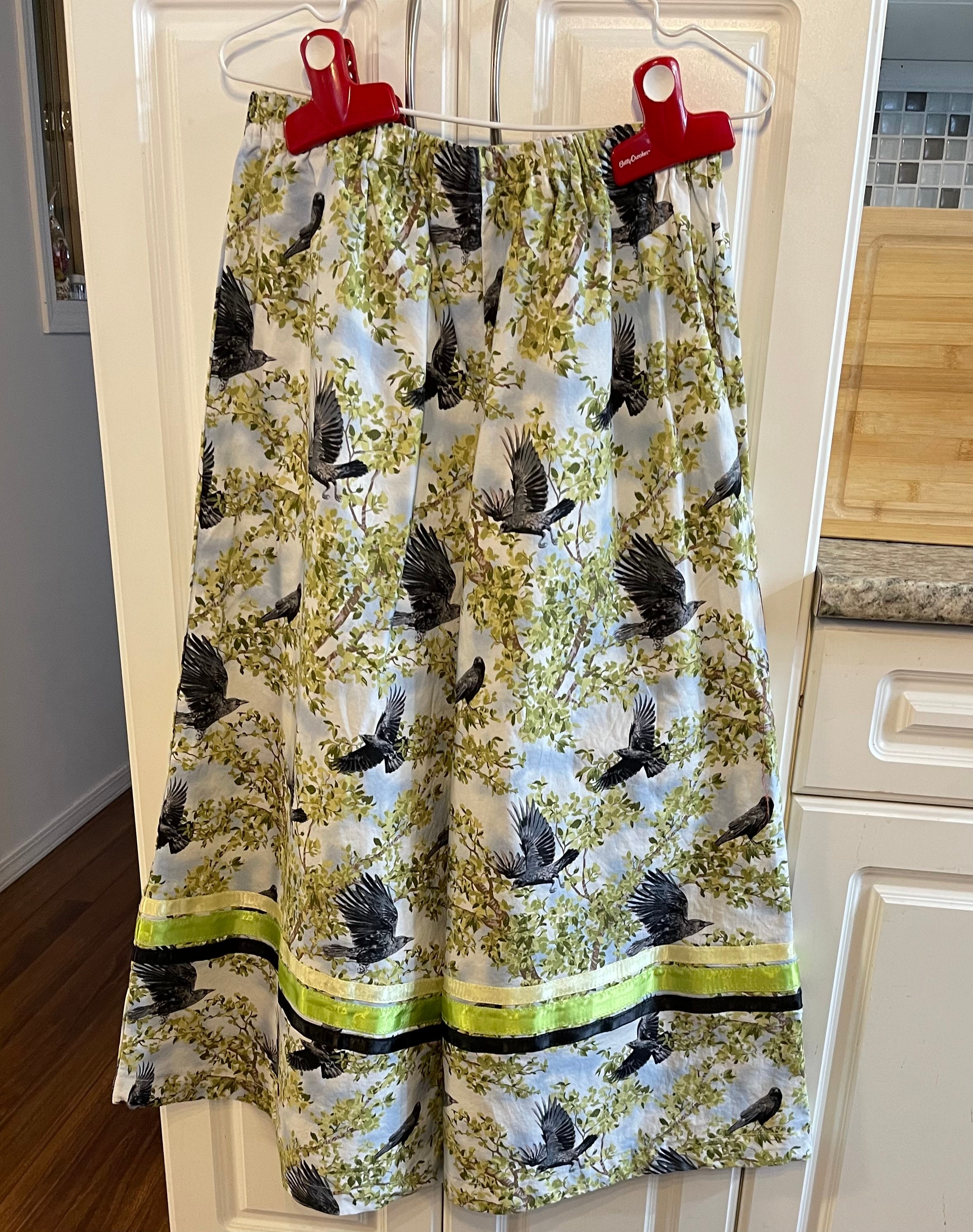 Metis Ribbon Pants: Raven Print Cotton Trousers With Satin Ribbons ...