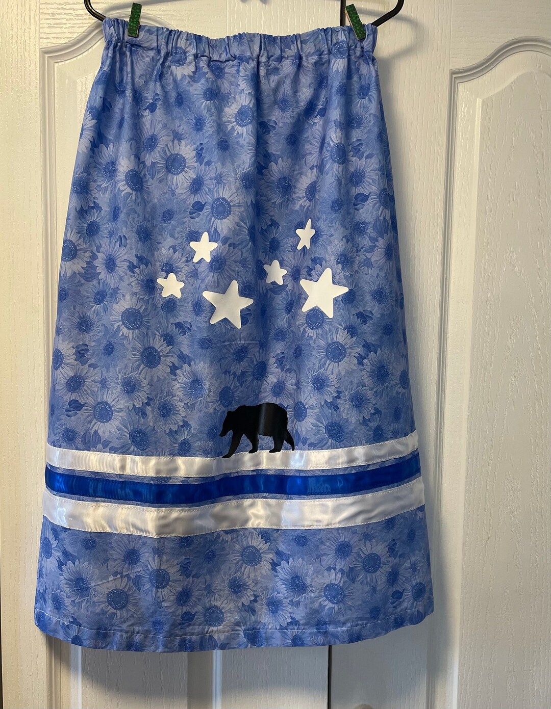Teen Metis Ribbon Skirt: Blue Sunflower, Bear & Star Design - Etsy Canada