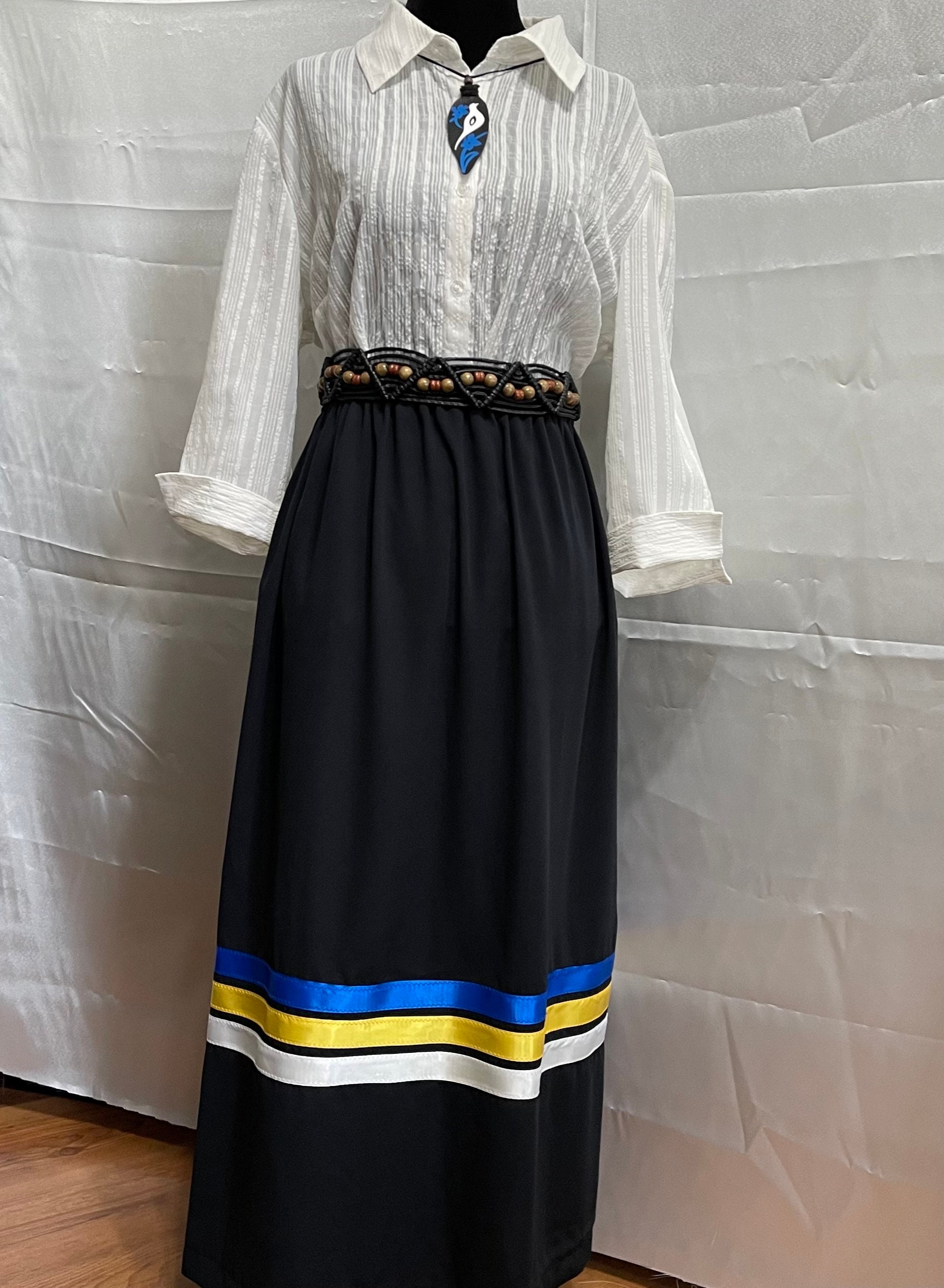 Custom Metis Ribbon Skirt: Black Satin Ribbon, Indigenous Design - Etsy ...