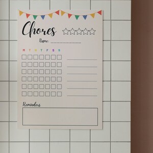 INSTANT DOWNLOAD Kids Chore Chart: Printable, Editable Template (PDF ...